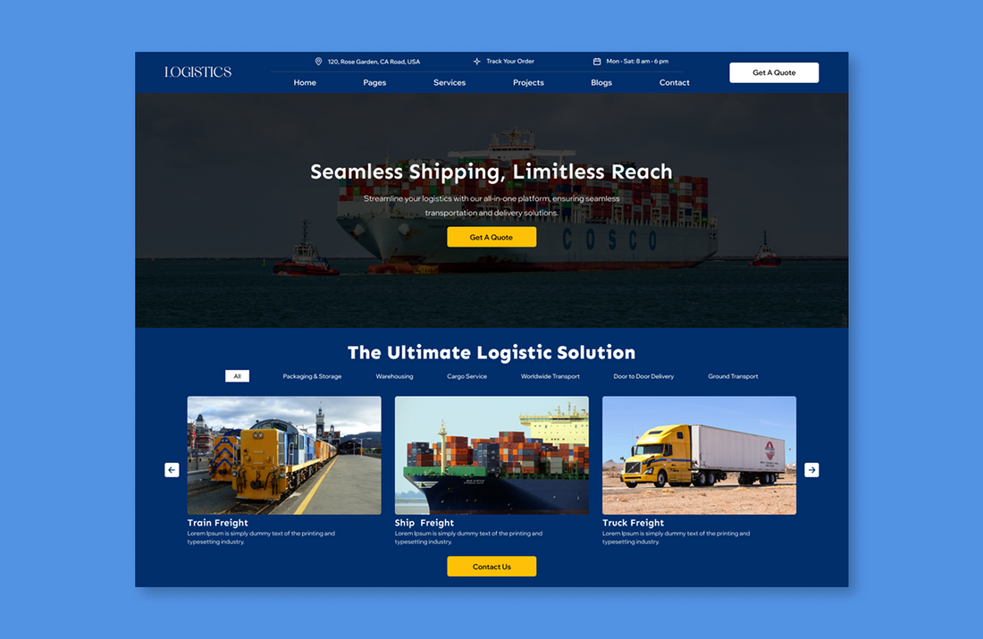 Free Shipping Company WordPress Theme | Fast Freight Ops!